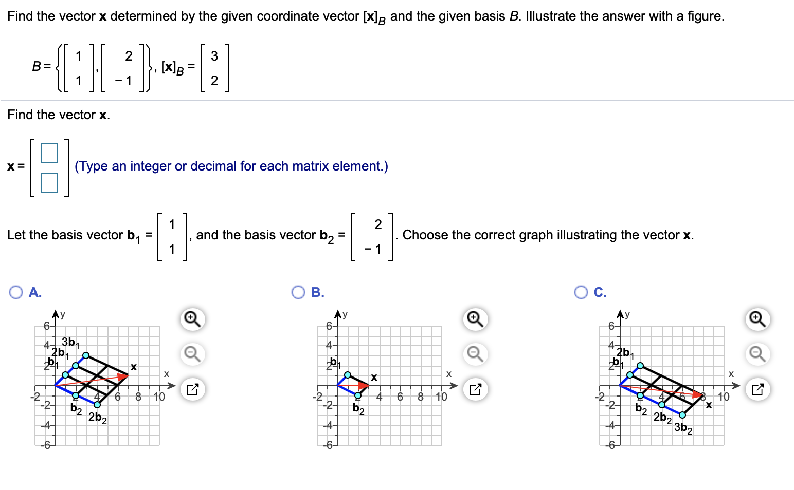 Solved Find the vector x determined by the given coordinate | Chegg.com