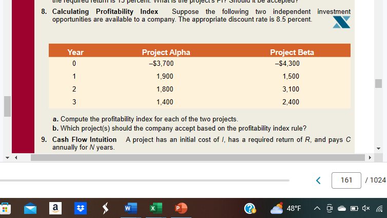 Solved 8. Calculating Profitability Index Suppose the | Chegg.com