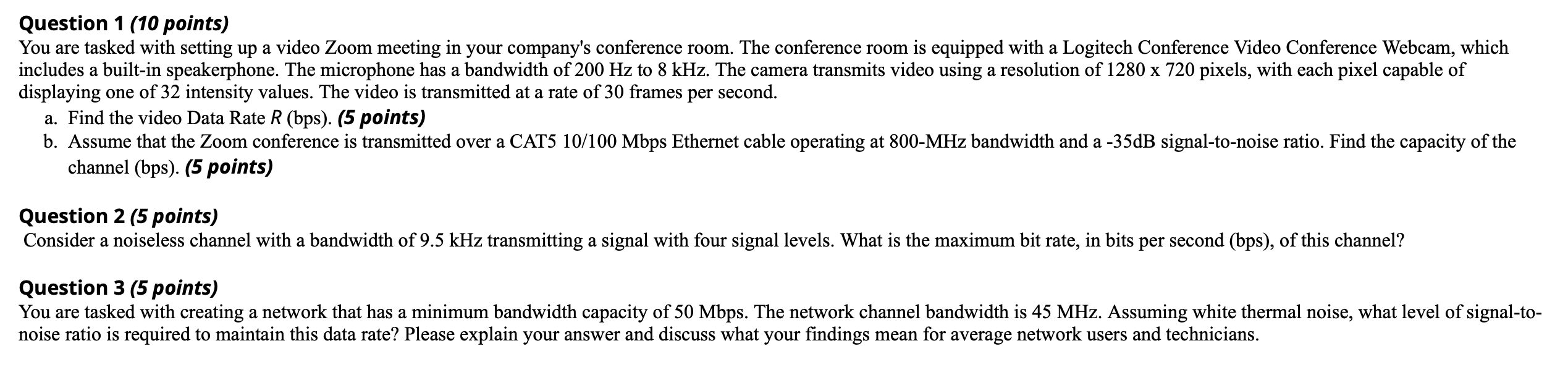Solved Question 1 (10 ﻿points)You are tasked with setting up | Chegg.com