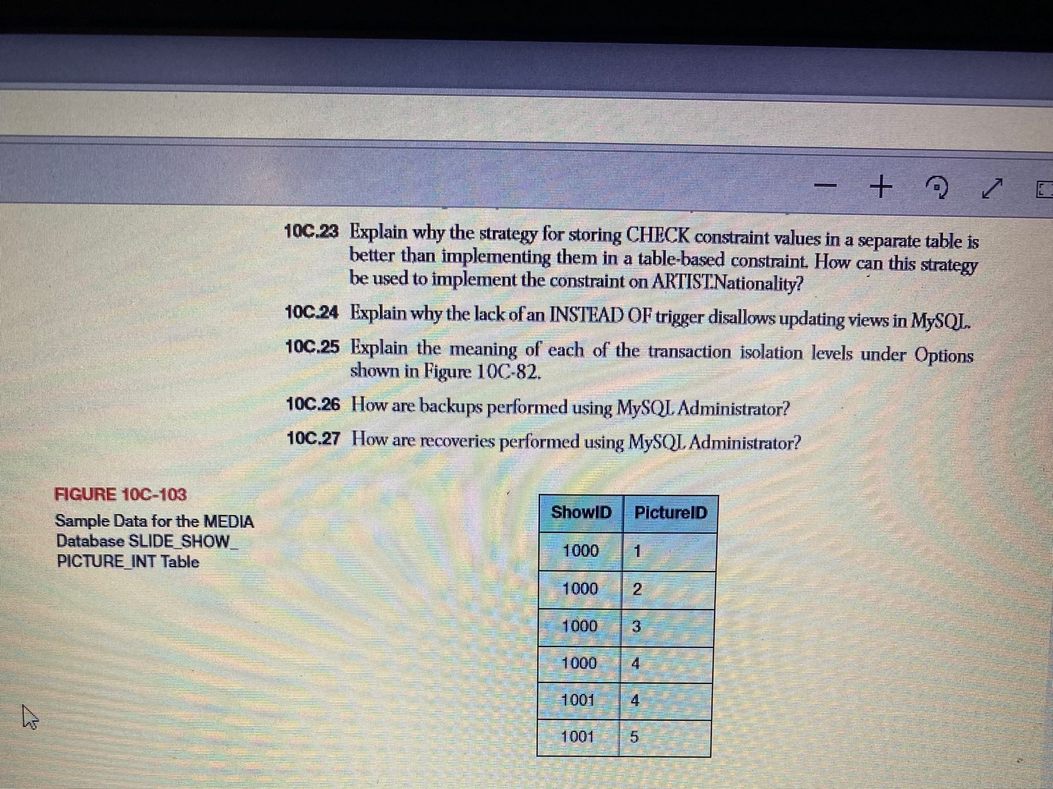 Solved 10c.23 Explain why the strategy for storing CHECK | Chegg.com