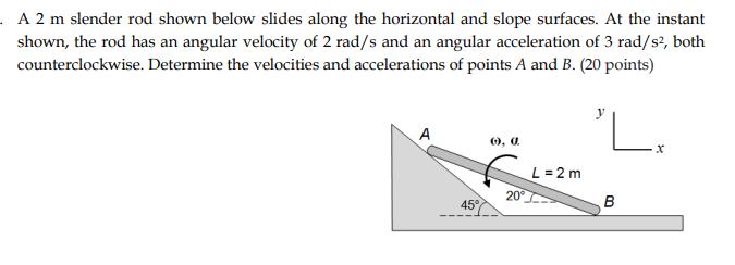 Solved . A 2 m slender rod shown below slides along the | Chegg.com