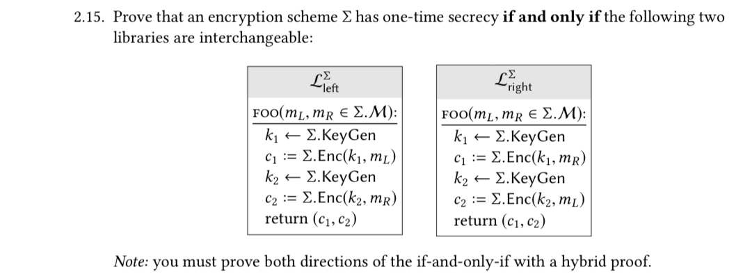 Solved 2.15. ﻿Prove that an encryption scheme Σ ﻿has | Chegg.com