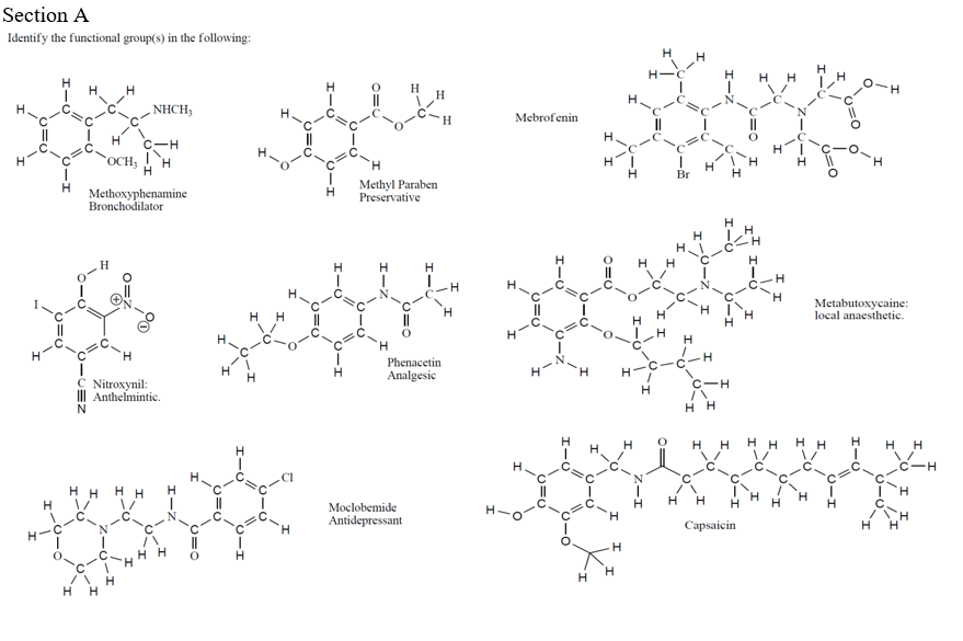 Solved Section A Identify the functional group(s) in the | Chegg.com