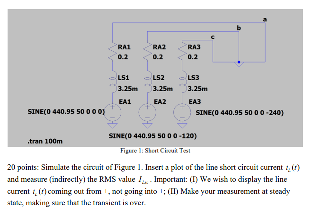 Solved Figure 1: Short Circuit Test 20 points: Simulate the | Chegg.com