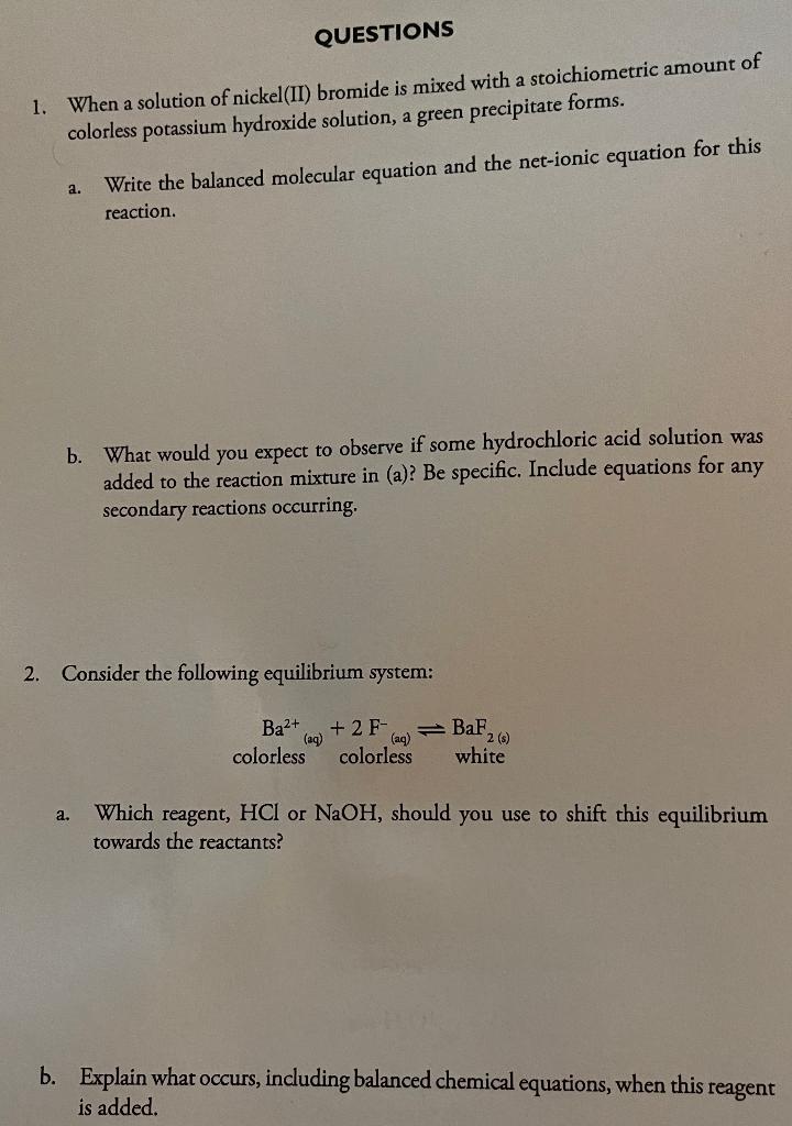 Solved QUESTIONS 1. When a solution of nickel(II) bromide is | Chegg.com