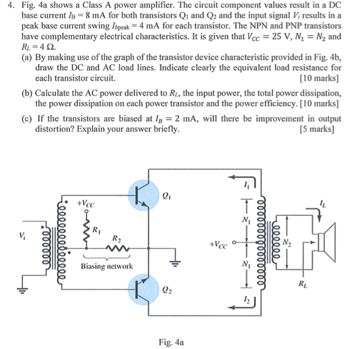 4. Fig. 4a shows a Class A power amplifier. The | Chegg.com