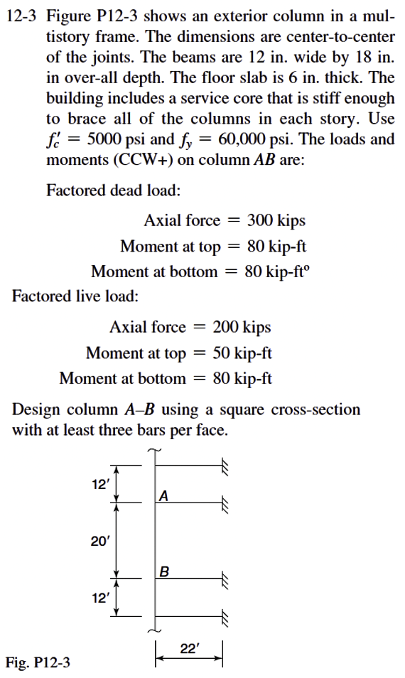 12-3 Figure P12-3 shows an exterior column in a | Chegg.com