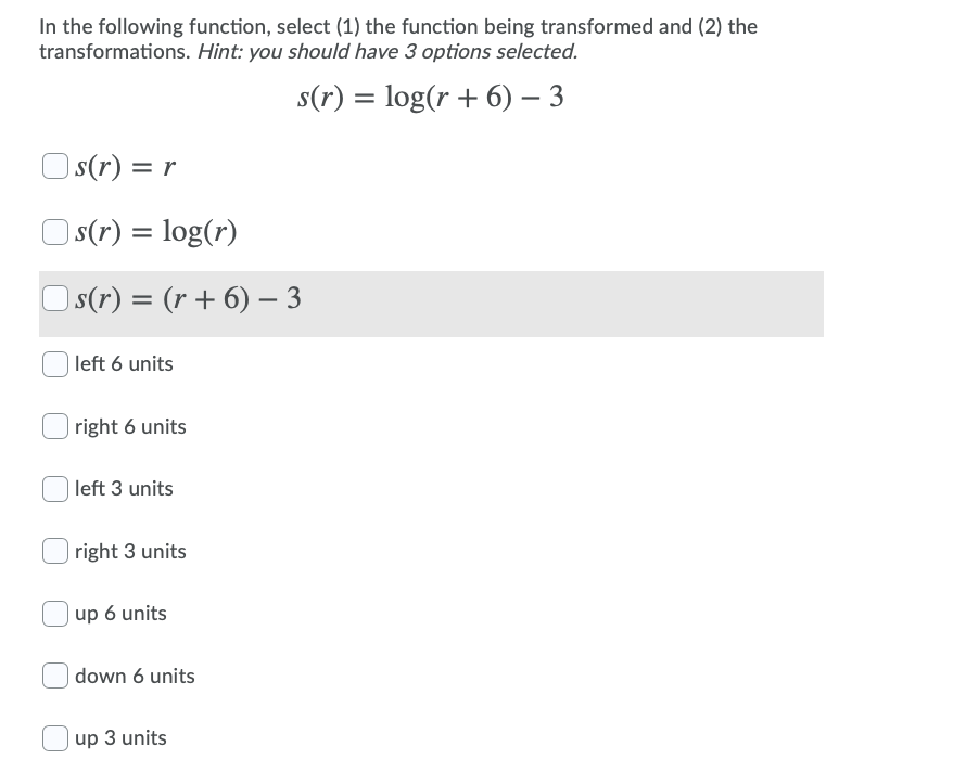 Solved In the following function, select (1) the function | Chegg.com