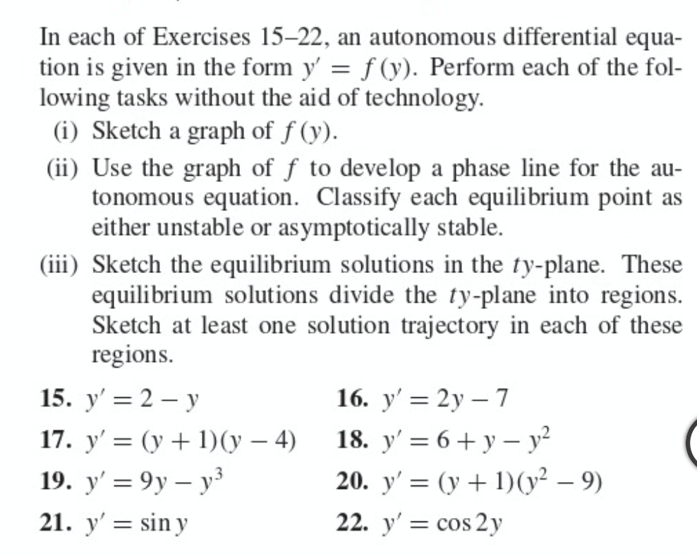 Solved In each of Exercises 15-22, an autonomous | Chegg.com