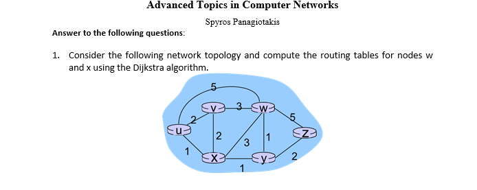 Solved 1. Consider the following network topology and | Chegg.com