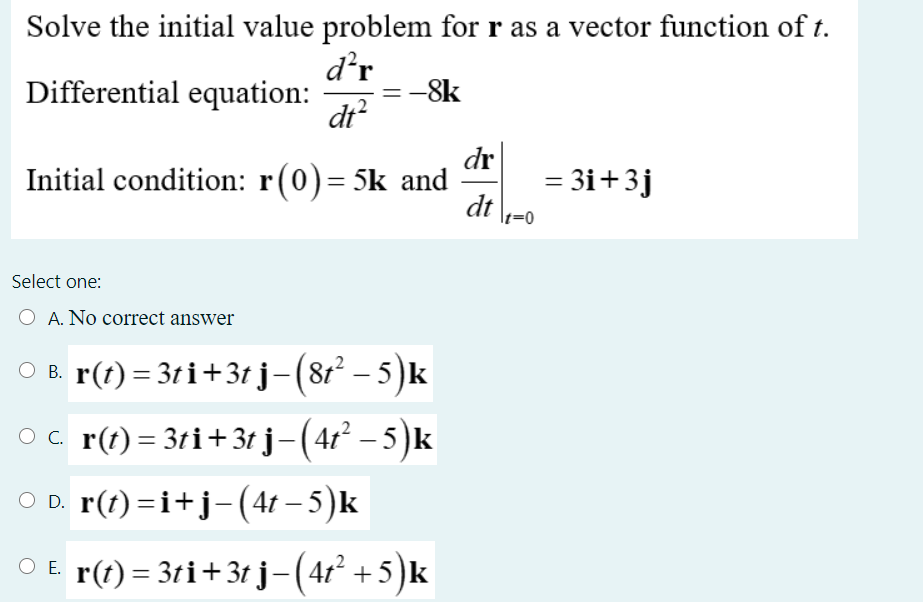Solved Solve the initial value problem for r as a vector | Chegg.com