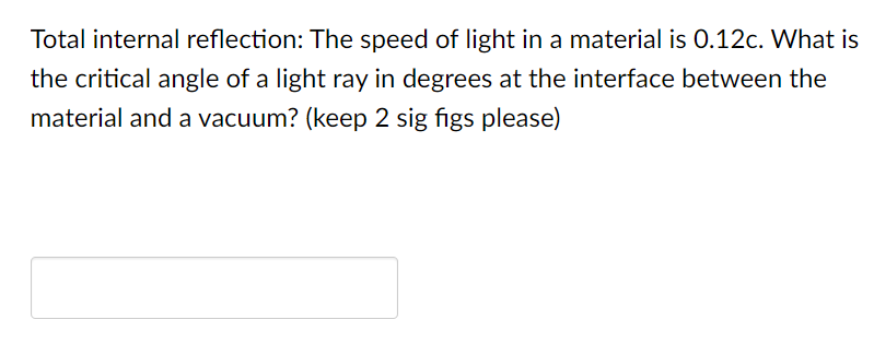 Solved Total internal reflection: The speed of light in a | Chegg.com