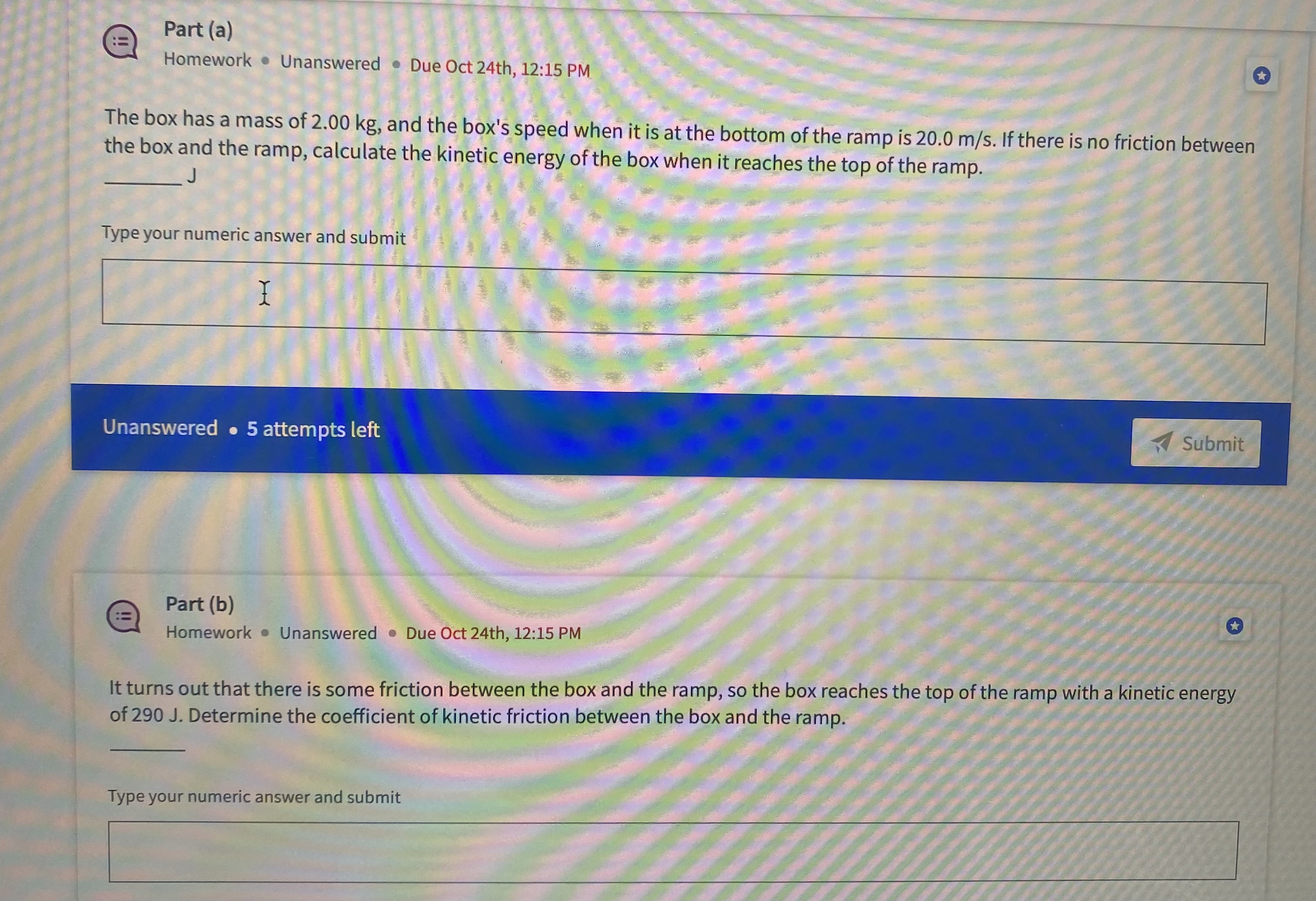 Solved Box on a ramp A box slides along a horizontal surface | Chegg.com