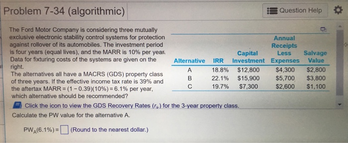 Solved Problem 7-34 (algorithmic) Question Help The Ford | Chegg.com
