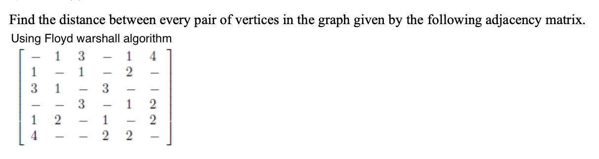 Solved Find the distance between every pair of vertices in | Chegg.com