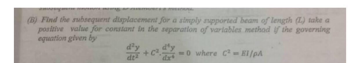 Solved (B) Find the subsequent displacement for a simply | Chegg.com