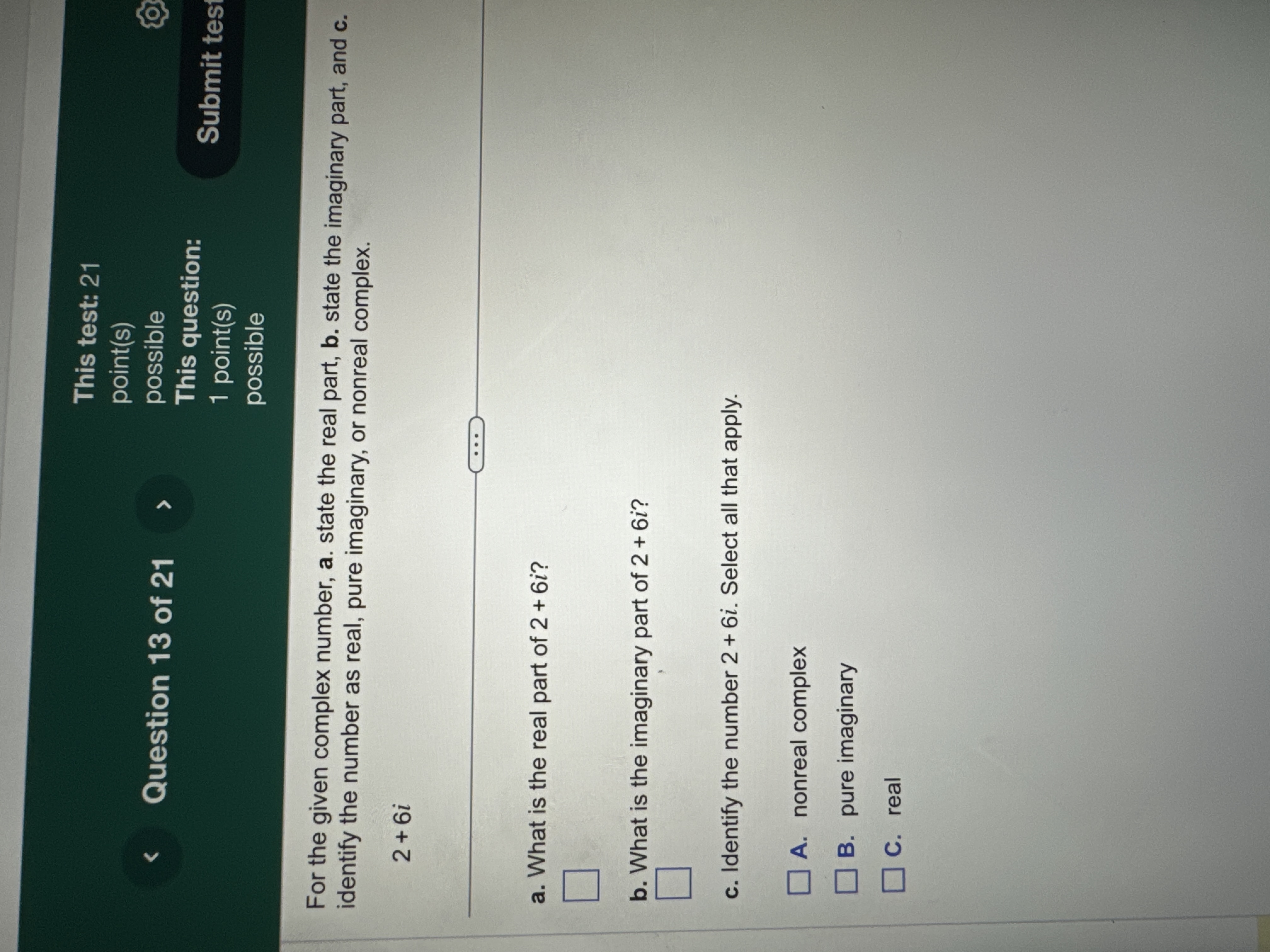 Solved For the given complex number, a. ﻿state the real | Chegg.com
