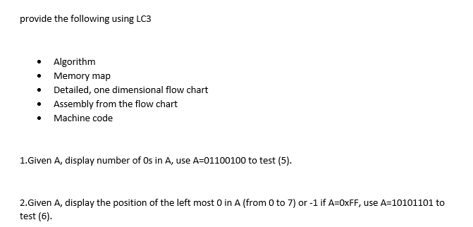 Solved provide the following using LC3 . Algorithm Memory | Chegg.com