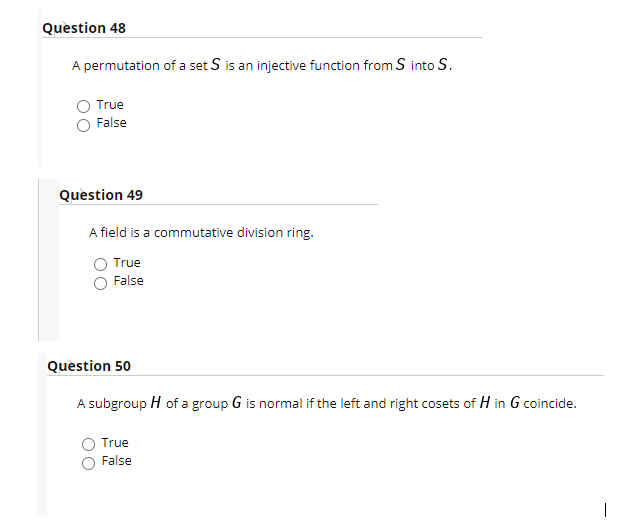 Solved Question 48 A permutation of a set S is an injective | Chegg.com