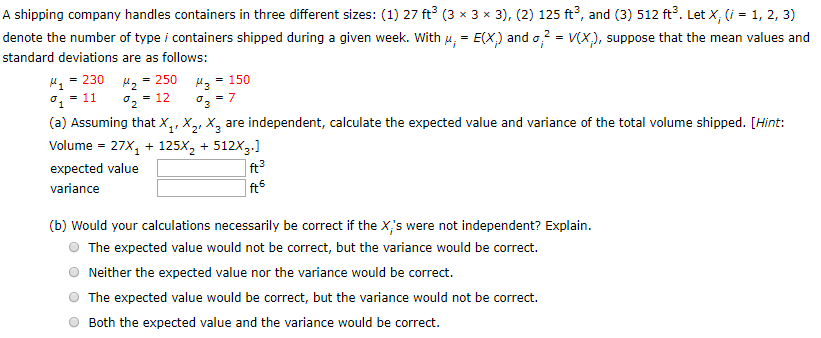 Solved A shipping company handles containers in three | Chegg.com