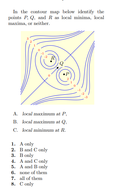 Solved In the contour map below identify the points P,Q, and | Chegg.com