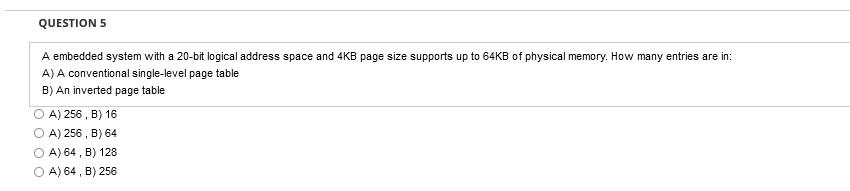 Solved A embedded system with a 20 -bit logical address | Chegg.com