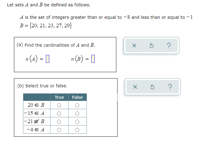 Solved Let sets A and B be defined as follows. A is the set | Chegg.com