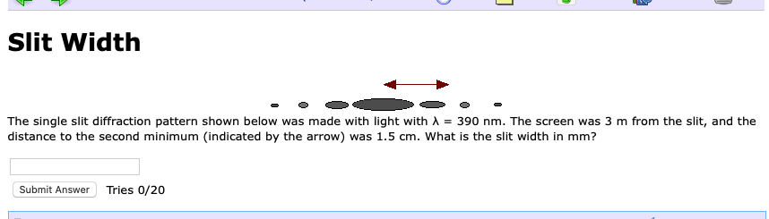 Solved Slit Width The single slit diffraction pattern shown | Chegg.com