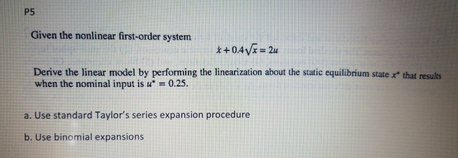 Solved P5 Given the nonlinear first-order system *+0.47