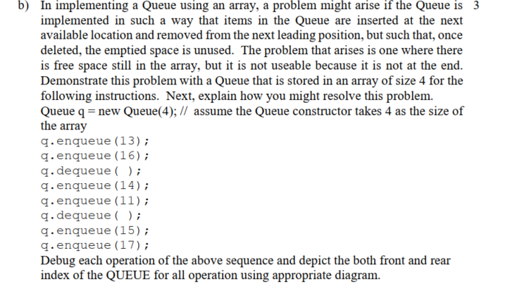 Solved B In Implementing A Queue Using An Array A Problem 9008