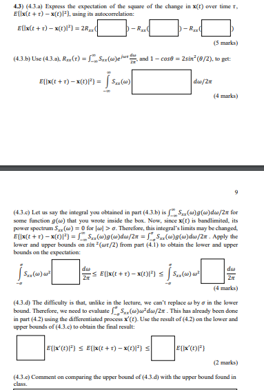 4.3) (4.3.a) Express the expectation of the square of | Chegg.com