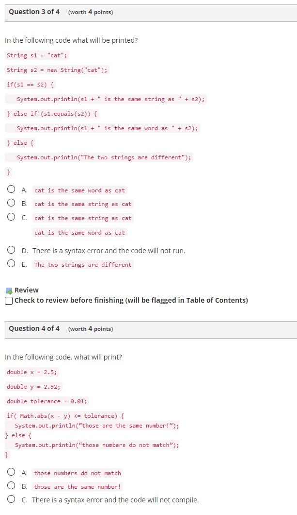 Solved In the following code what will be printed? String | Chegg.com