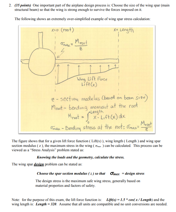 2. (35 points) One important part of the airplane | Chegg.com