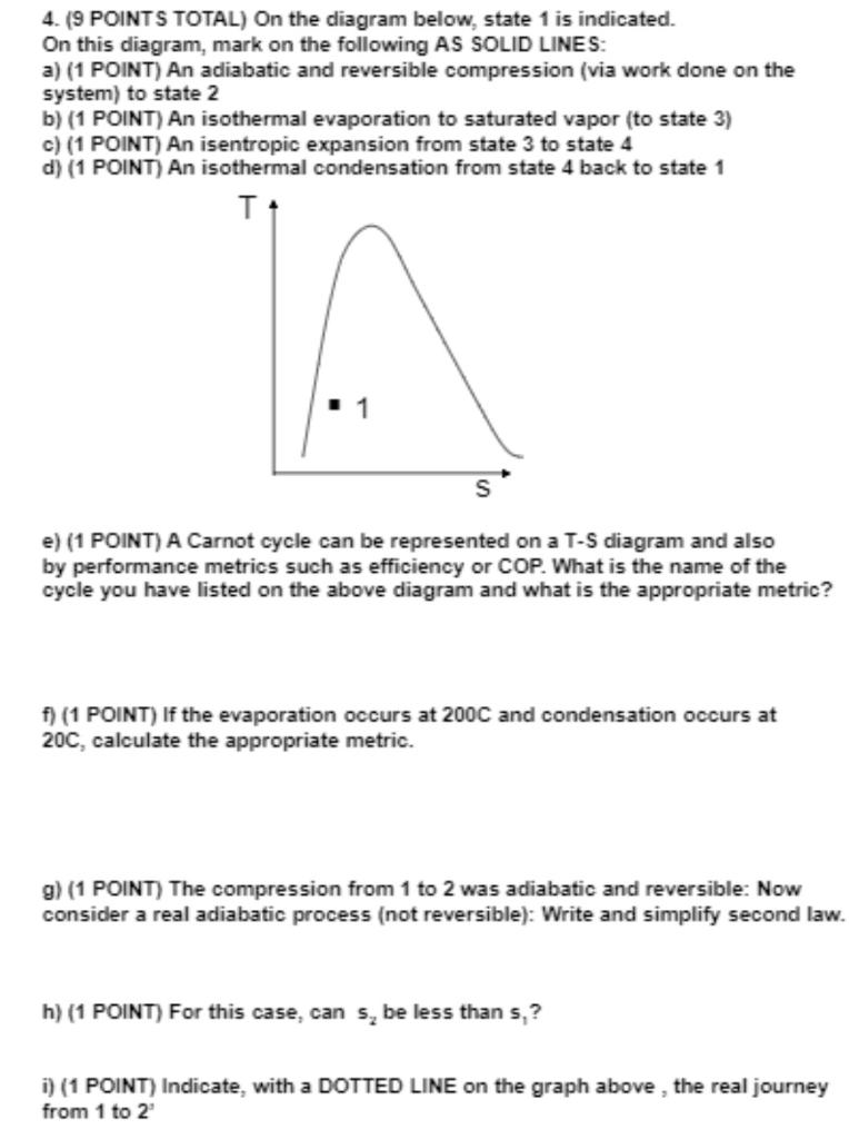 Solved 4. (9 POINTS TOTAL) On the diagram below, state 1 is | Chegg.com