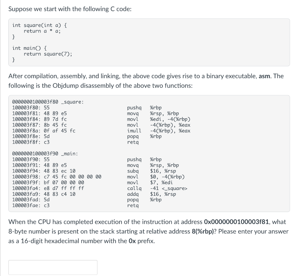 Solved Suppose we start with the following C code: int | Chegg.com