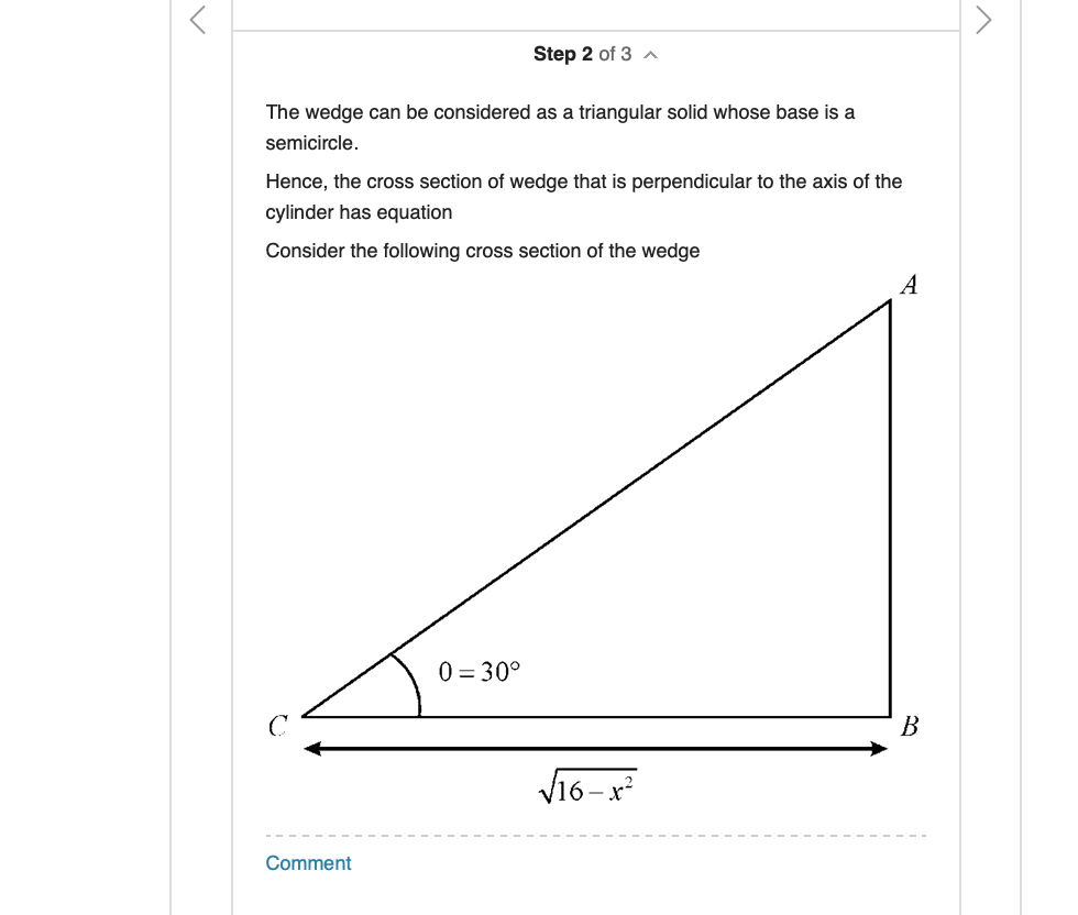 Solved A wedge is cut out of a circular cylinder of radius4 | Chegg.com