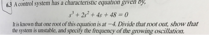 Solved A control system has a characteristic equation given | Chegg.com