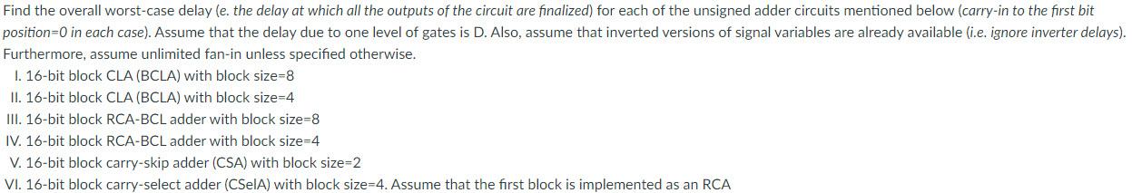 Solved Find the overall worst-case delay (e. the delay at | Chegg.com
