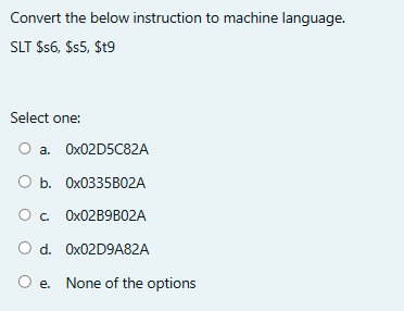 Solved Convert the below instruction to machine language.SLT | Chegg.com