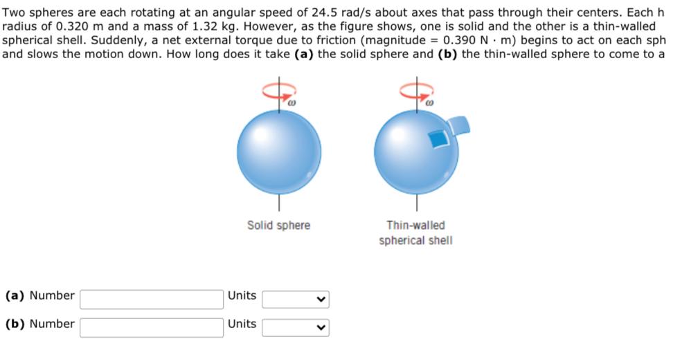 Solved Two spheres are each rotating at an angular speed of | Chegg.com