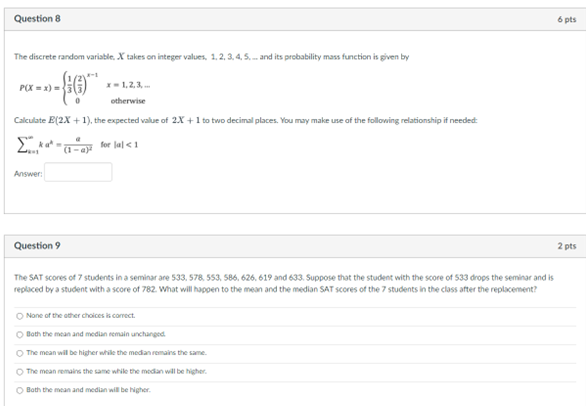 Solved The discrete random variable. X takes on integer | Chegg.com