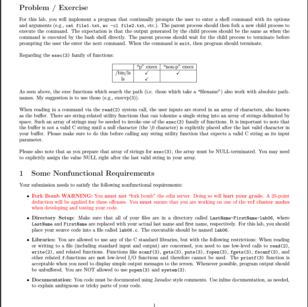 Problem / Exercise For this lab, you will implement a | Chegg.com