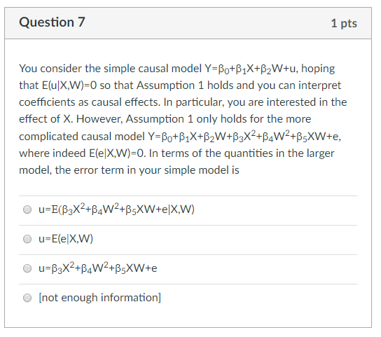 Solved Question7 1 pts You consider the simple causal model | Chegg.com