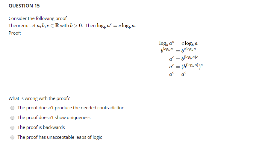 Solved QUESTION 15 Consider the following proof Theorem: Let | Chegg.com