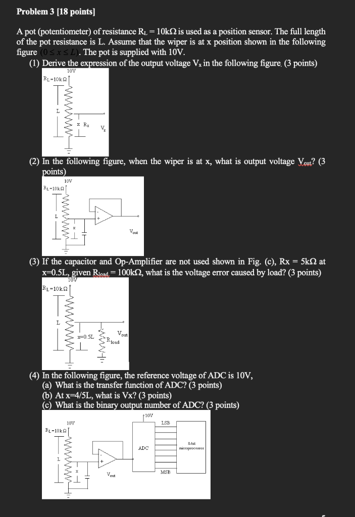 Solved A pot (potentiometer) of resistance RL=10kΩ is used | Chegg.com