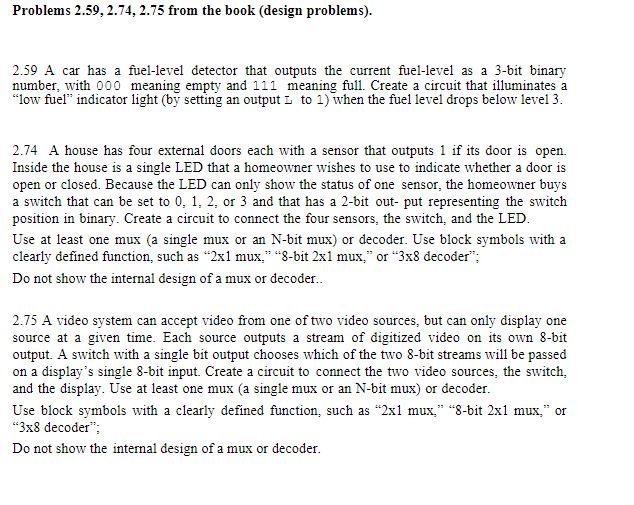 Solved Problems 2.59, 2.74, 2.75 ﻿from the book (design | Chegg.com