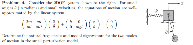 Solved Problem 4. Consider the 2DOF system shown to the | Chegg.com