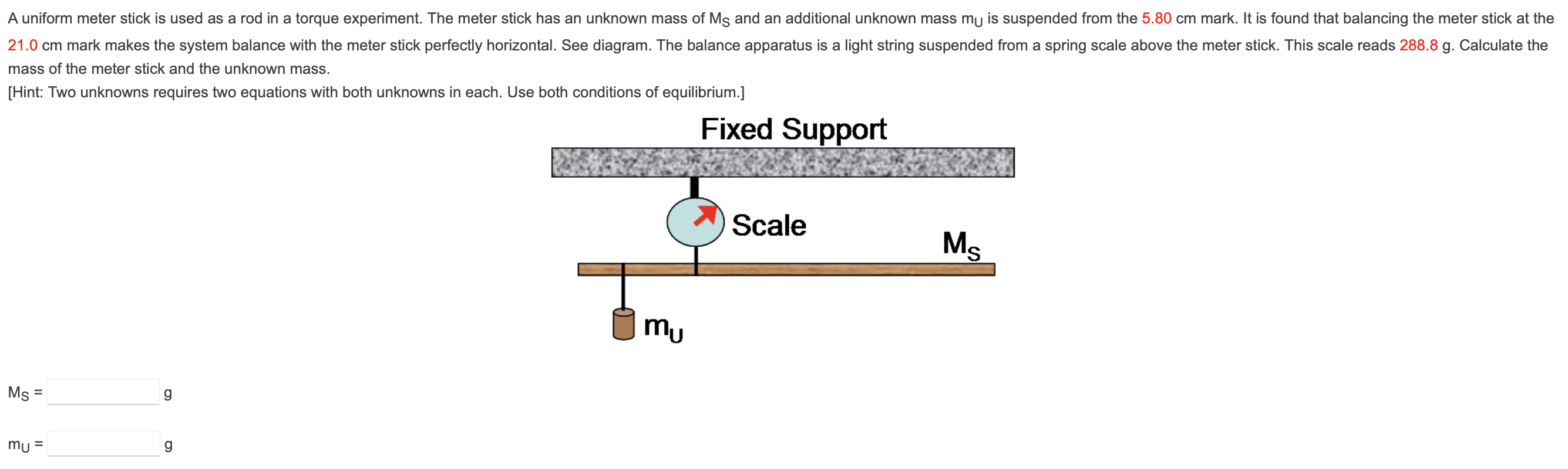 Solved A uniform meter stick is used as a rod in a torque | Chegg.com