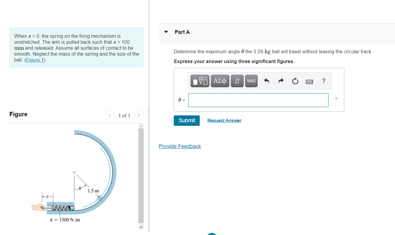 Solved Part A When s = 0, the spring on the firing mechanism | Chegg.com