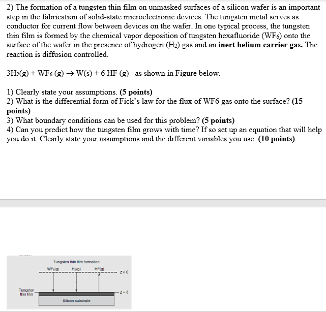 2) The formation of a tungsten thin film on unmasked | Chegg.com